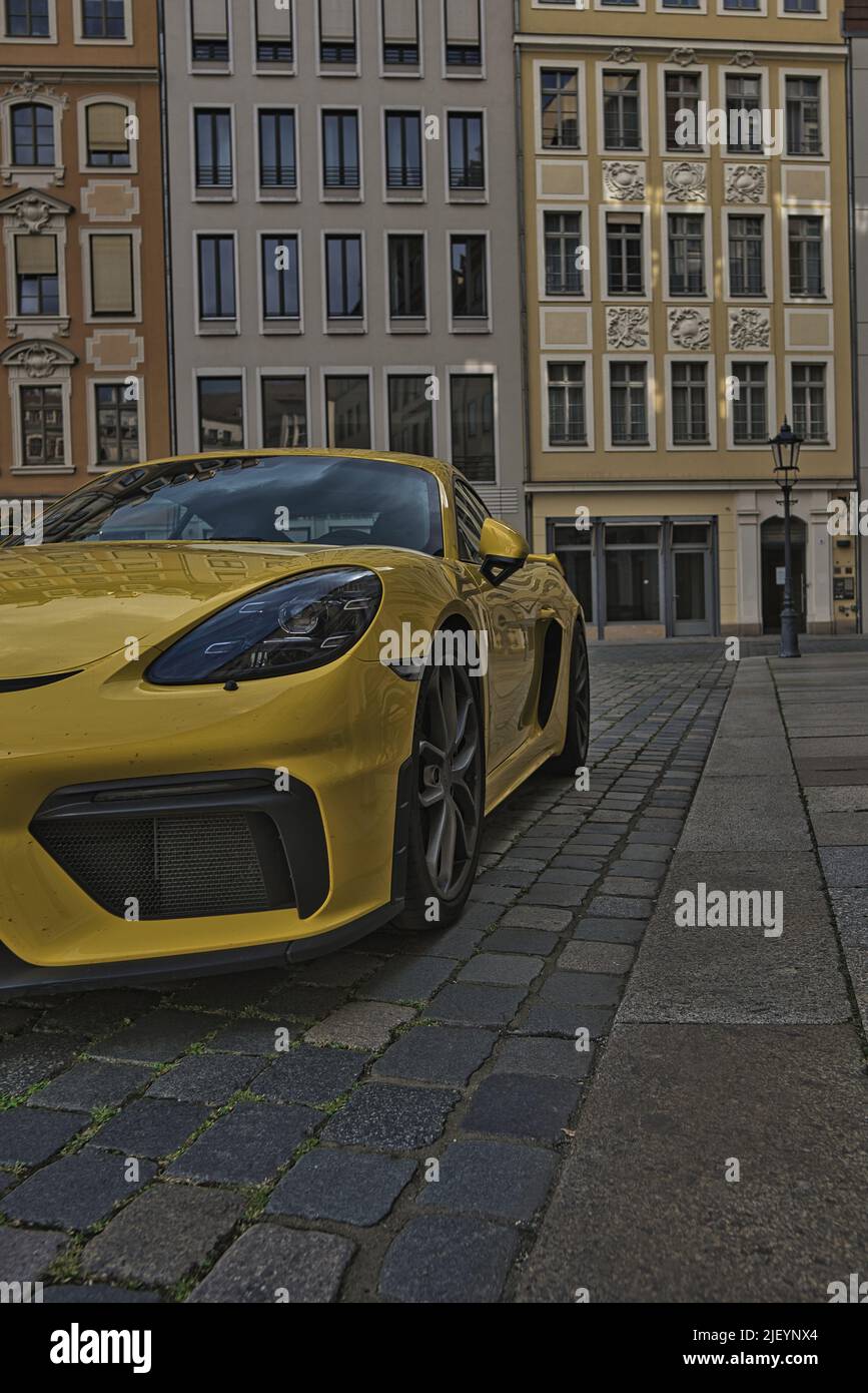 sports car yellow Stock Photo - Alamy