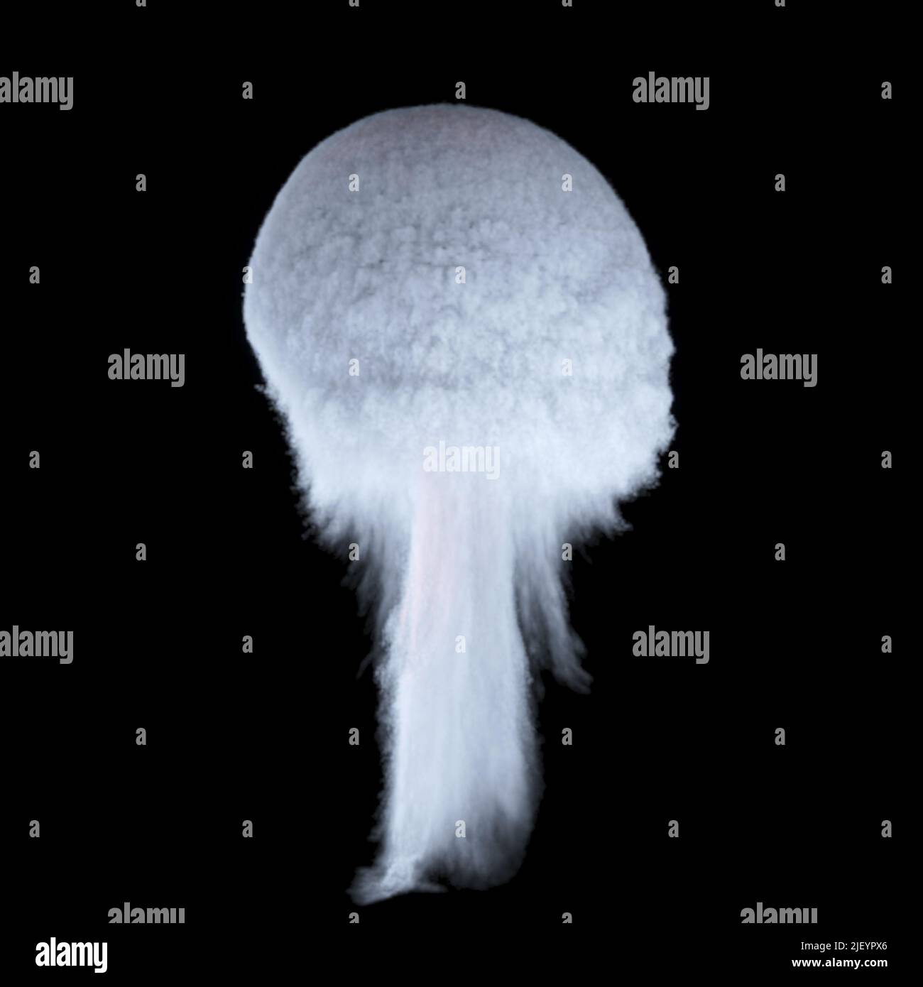 White smoke flying up on black background. Smoke mushroom. Explosive ...
