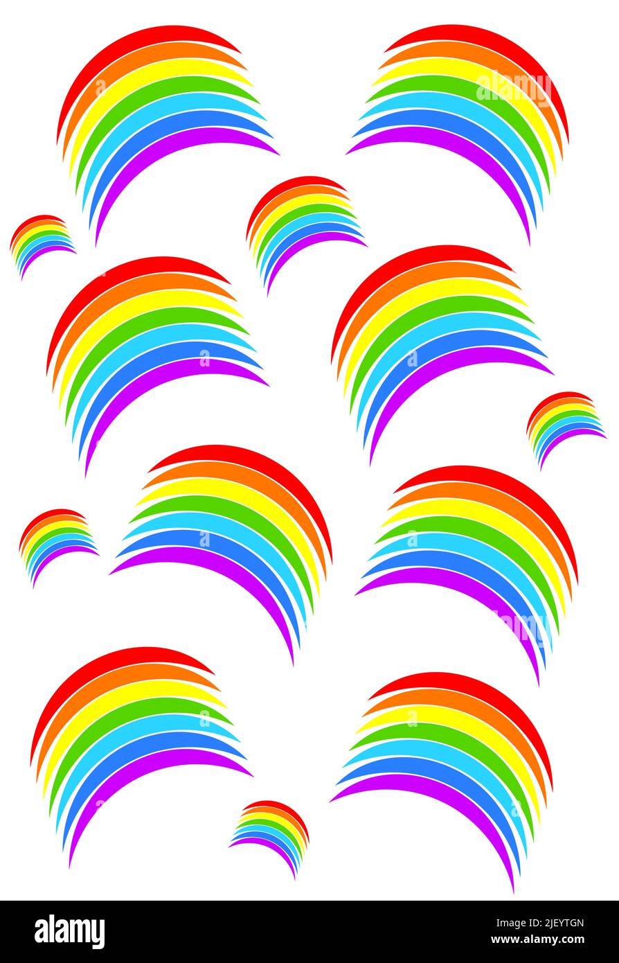 Many rainbows over white - background illustration Stock Vector Image ...