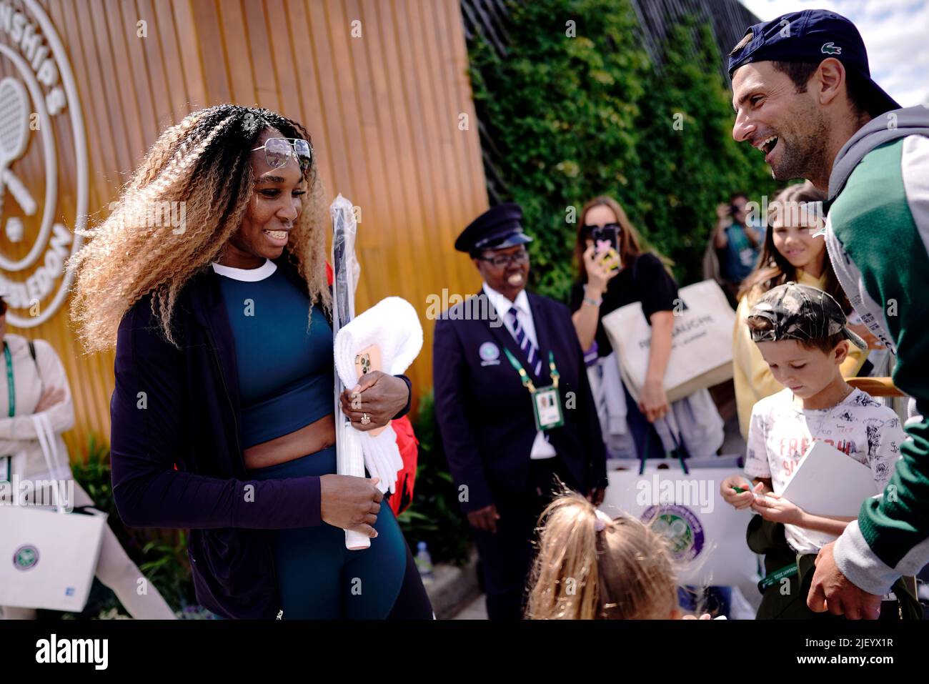 Novak Djokovic with children Tara and Stefan meet Venus Williams during ...