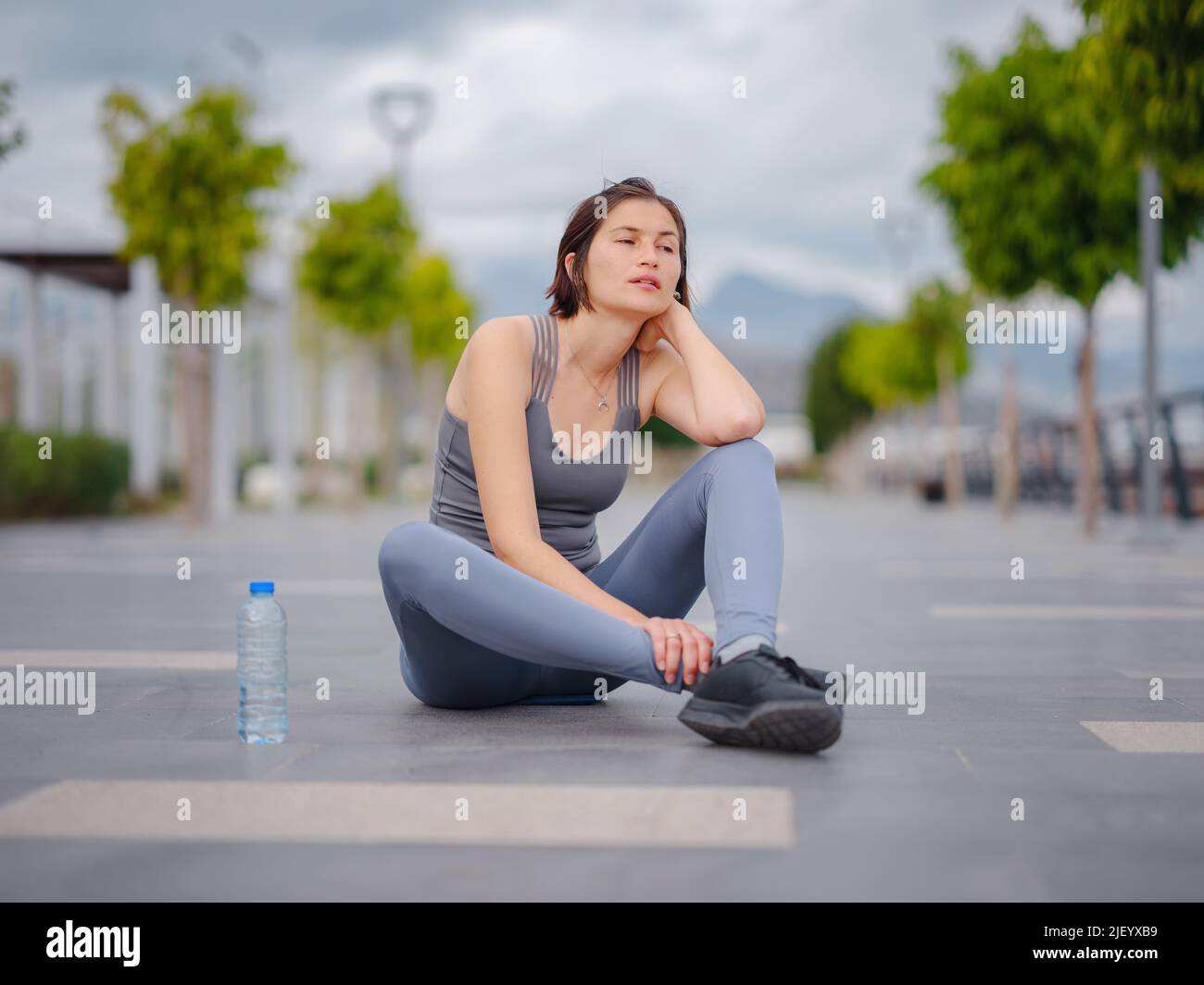 outdoor sports, workout and wellness concept. asian young strong ...