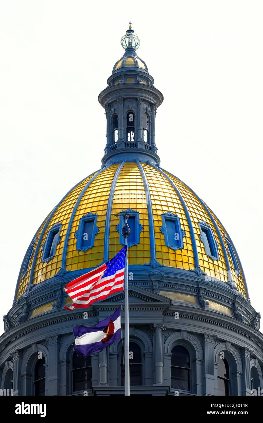 Colorado State Capitol Building with Gold Golden Dome Architecture and ...