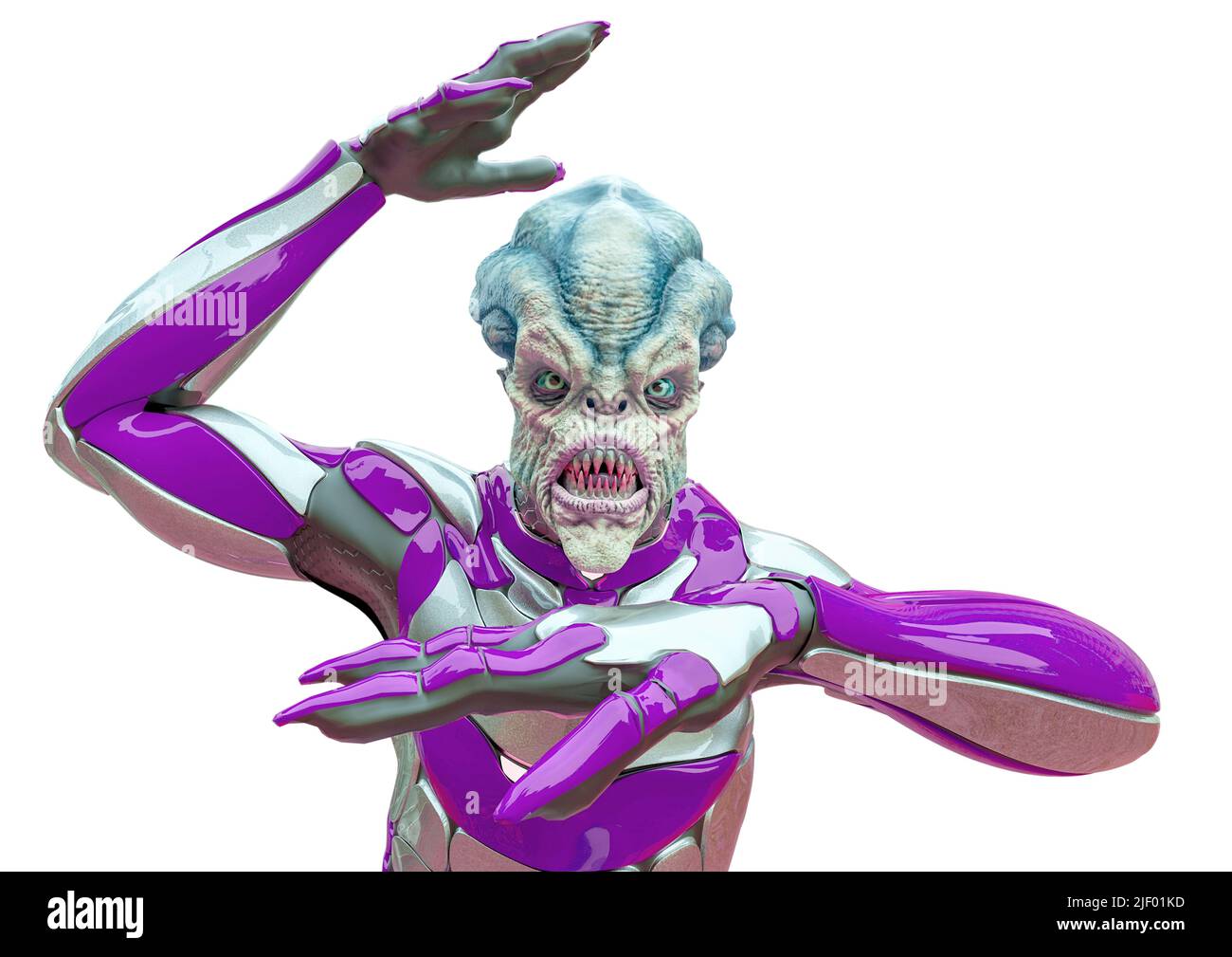 alien warrior explaining, 3d illustration Stock Photo - Alamy