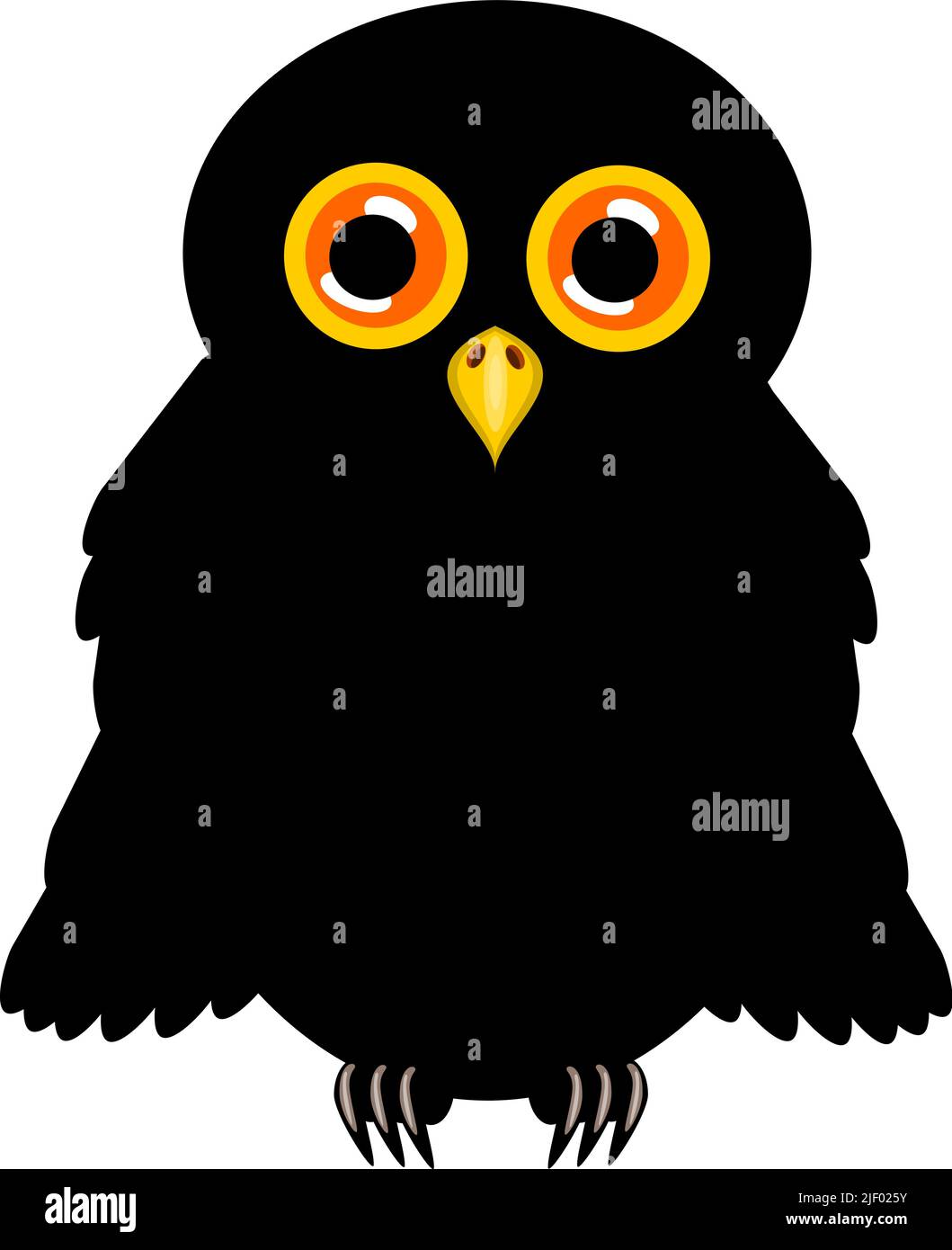 Black halloween owl with orange shining eyes vector illustration Stock ...