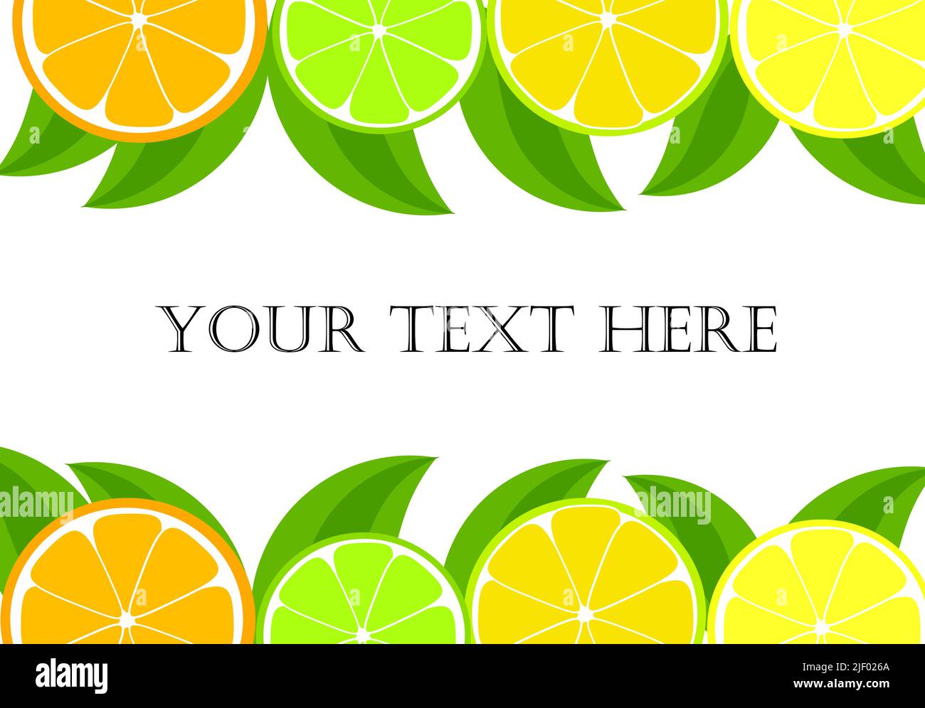 Citrus frame - orange, lemon, lime slices and leaves. Vector illustration Stock Vector Image ...