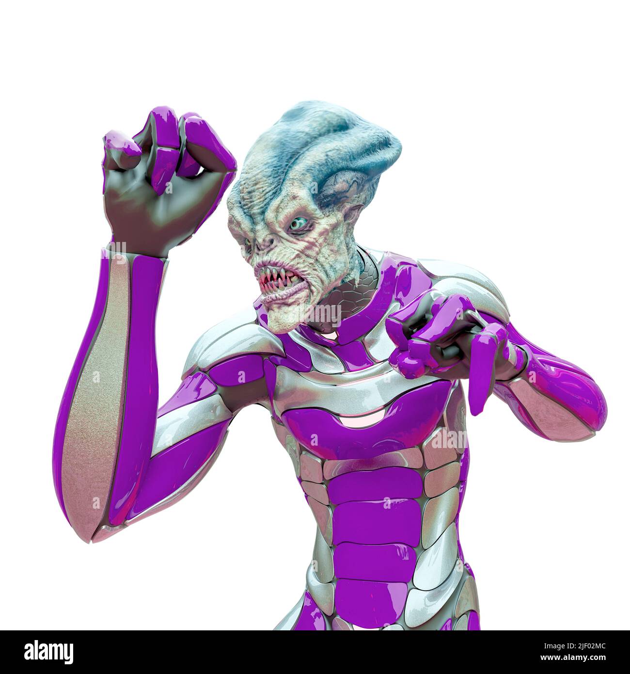 alien warrior is ready to attack, 3d illustration Stock Photo - Alamy