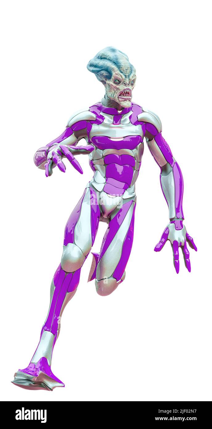alien warrior running, 3d illustration Stock Photo - Alamy