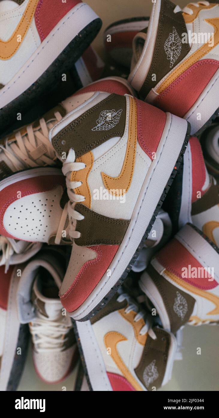 A top view of many Nike, Air Jordan sneakers Stock Photo - Alamy