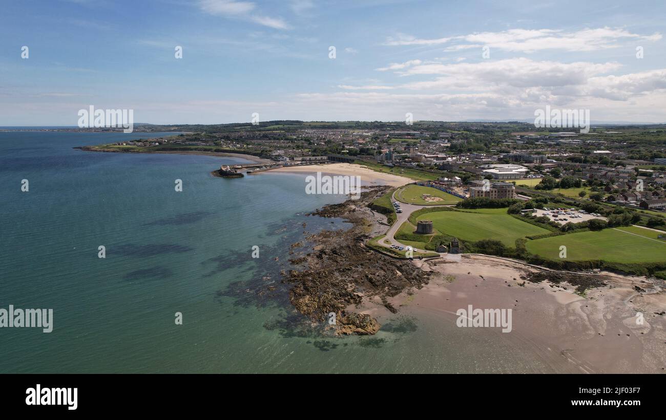 An aerial view of the Balbriggan beach, County Dublin, Ireland Stock ...