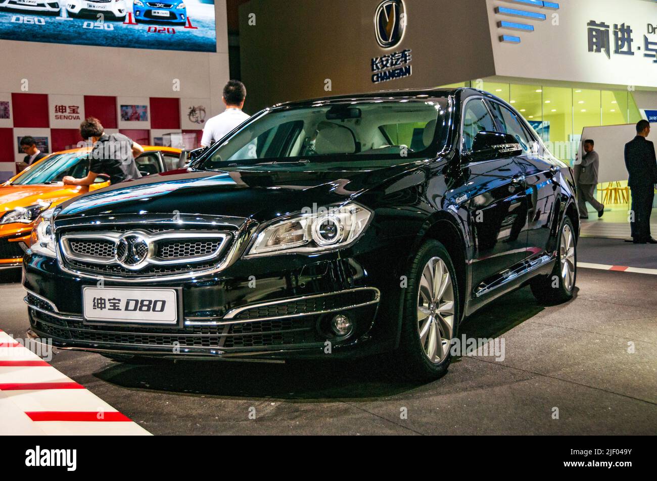 The BAIC Senova D80, a car based on the old Saab 9-5, on display at the ...