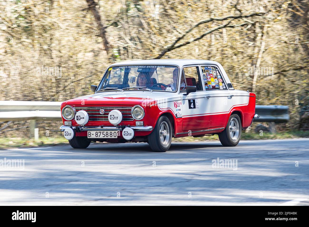 spanish rally sports car in the street. Seat 124 Stock Photo - Alamy