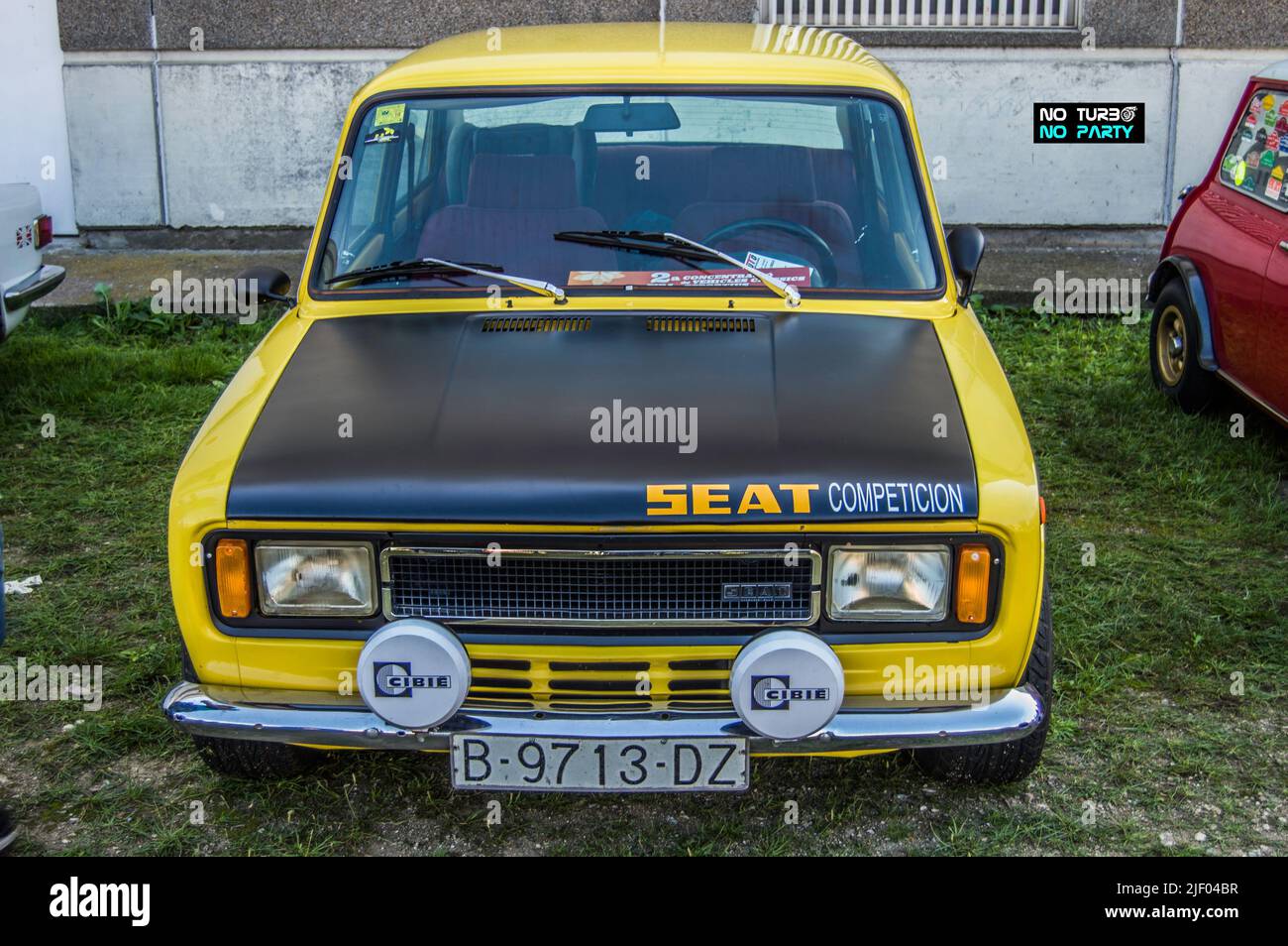 spanish rally sports car in the street. Seat 124 Stock Photo - Alamy