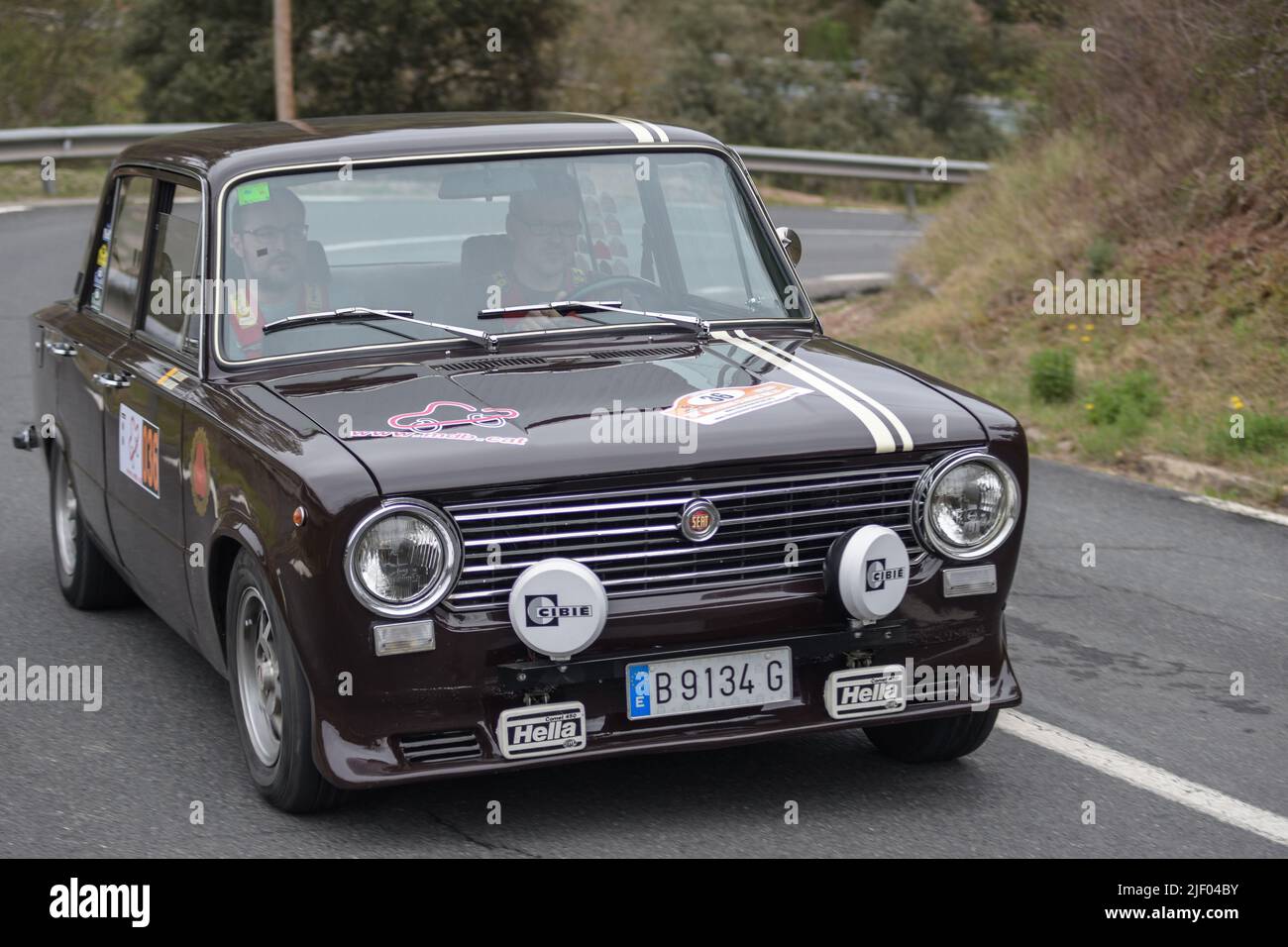 spanish rally sports car in the street. Seat 124 Stock Photo - Alamy