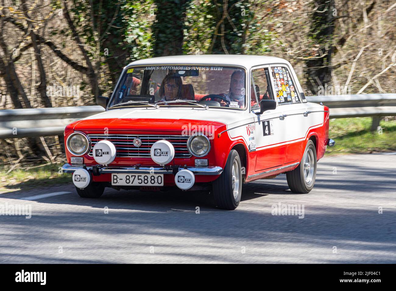 spanish rally sports car in the street. Seat 124 Stock Photo - Alamy