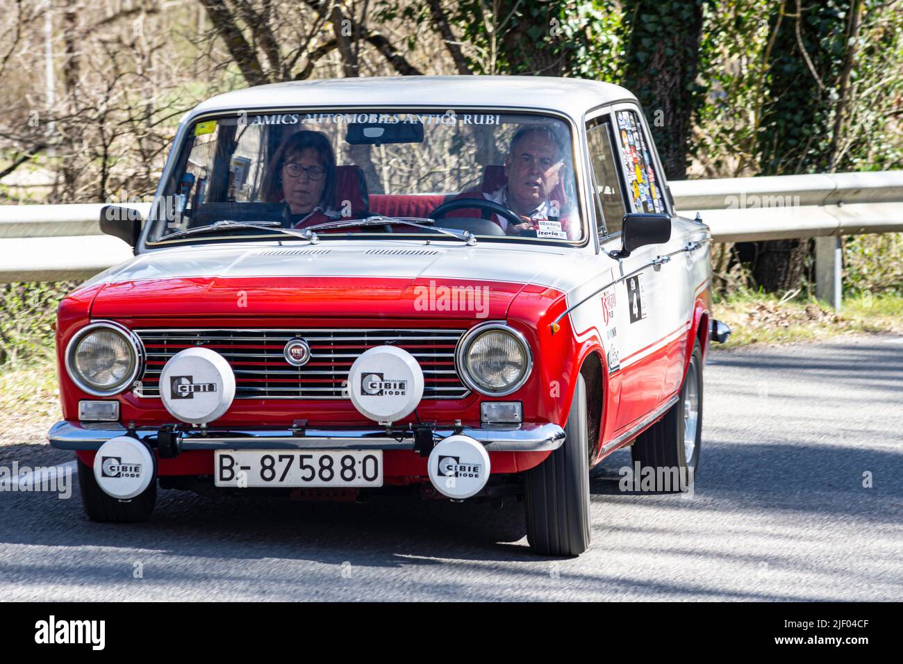 spanish rally sports car in the street. Seat 124 Stock Photo - Alamy