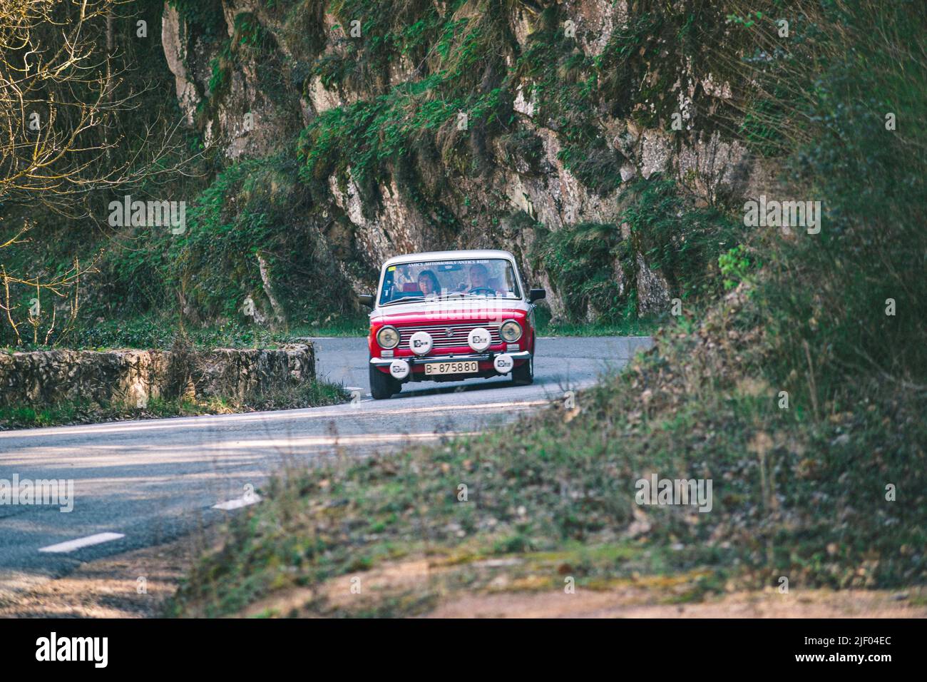spanish rally sports car in the street. Seat 124 Stock Photo - Alamy