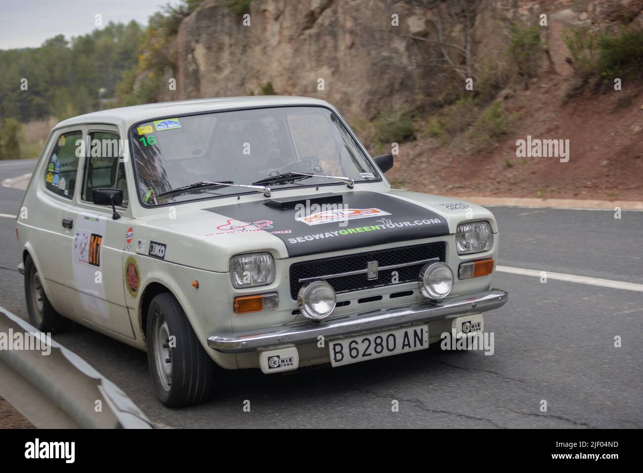 spanish little car in the street. Seat 127 rally Stock Photo - Alamy