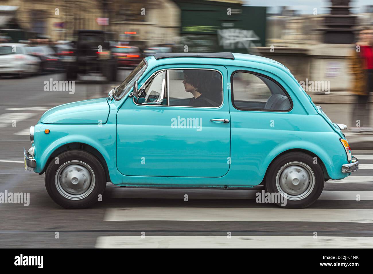 Classic little italian car in the street. Seat 500 Stock Photo - Alamy