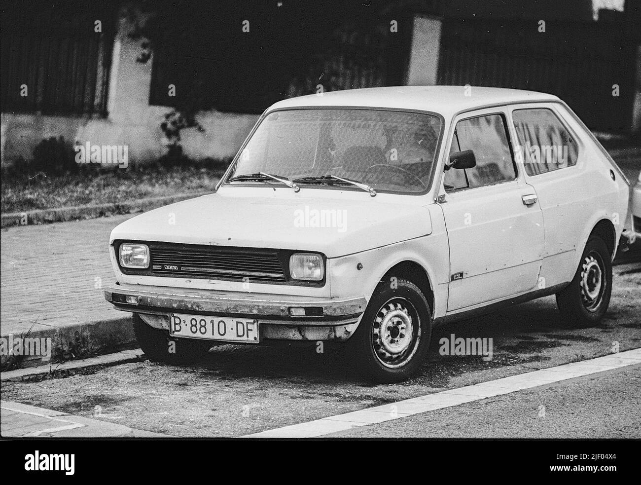 spanish little car in the street. Seat 127 rally Stock Photo - Alamy