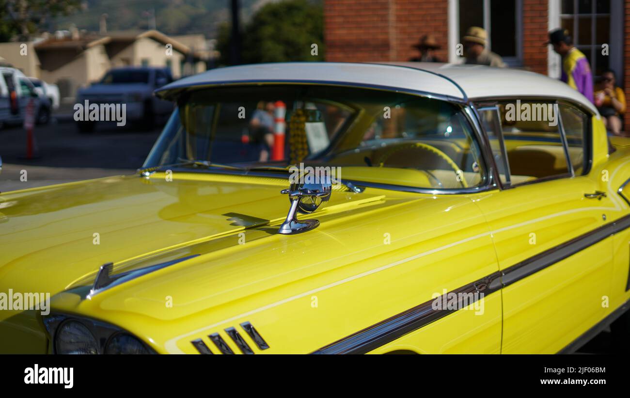 A yellow Chevrolet Impala in a classic car show in Santa Paula ...