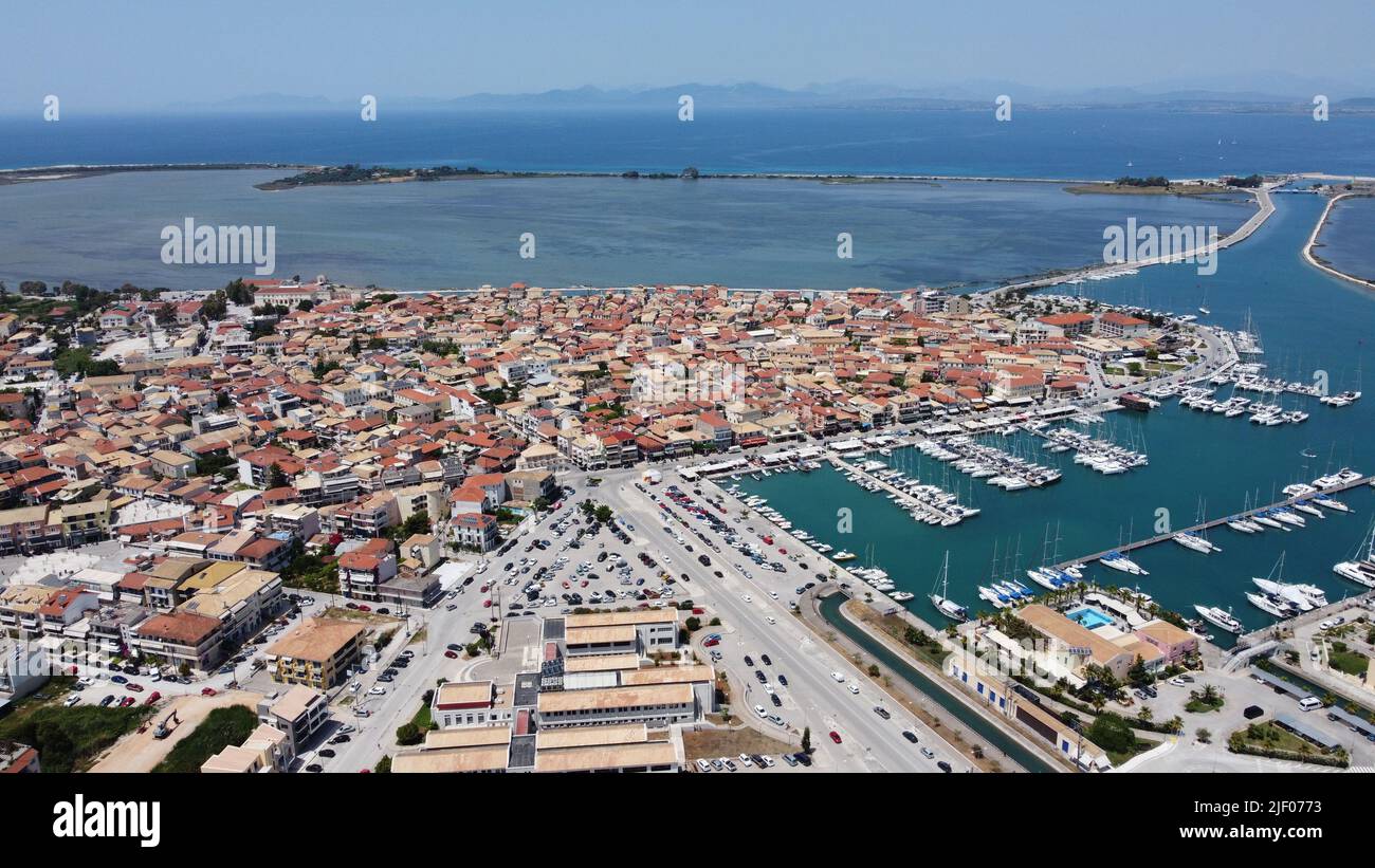 An aerial shot of a Lefkada city by a drone Stock Photo - Alamy