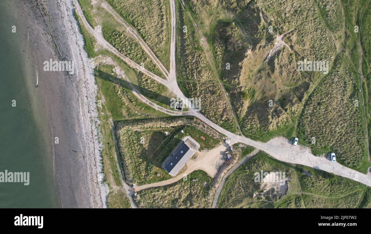 An aerial view of the Maiden's Tower, Mornington, County Meath, Ireland ...