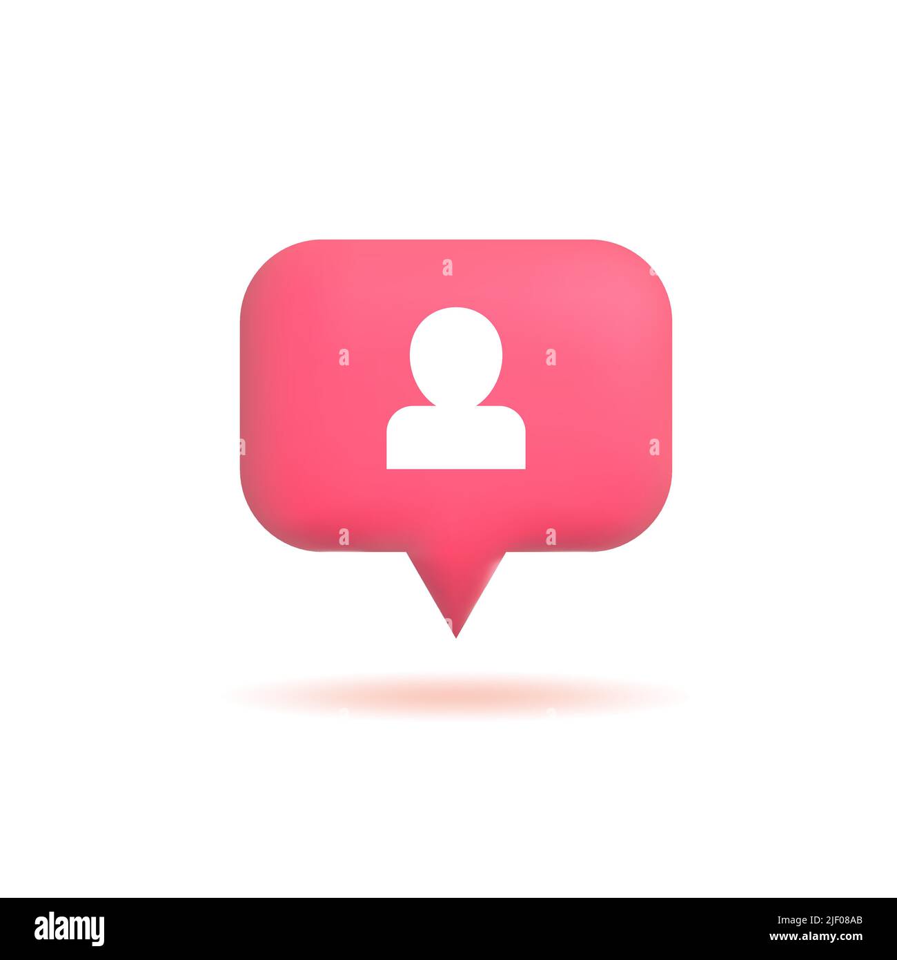 3d user icon, speech bubble with person avatar. Button isolated on ...