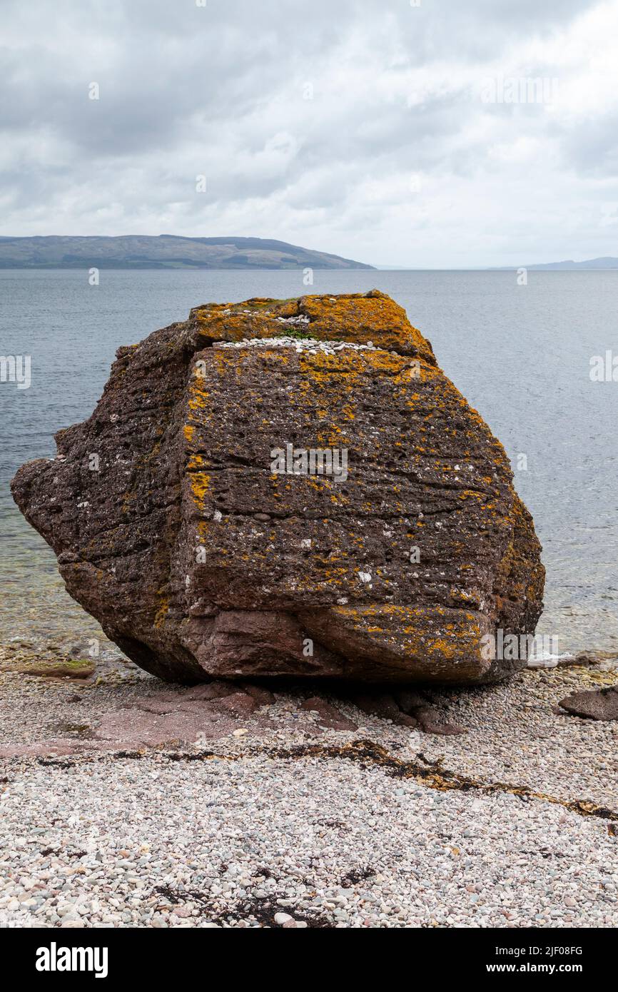Fallen Rocks a massive boulder along the Arran Coast, Scotland Stock ...