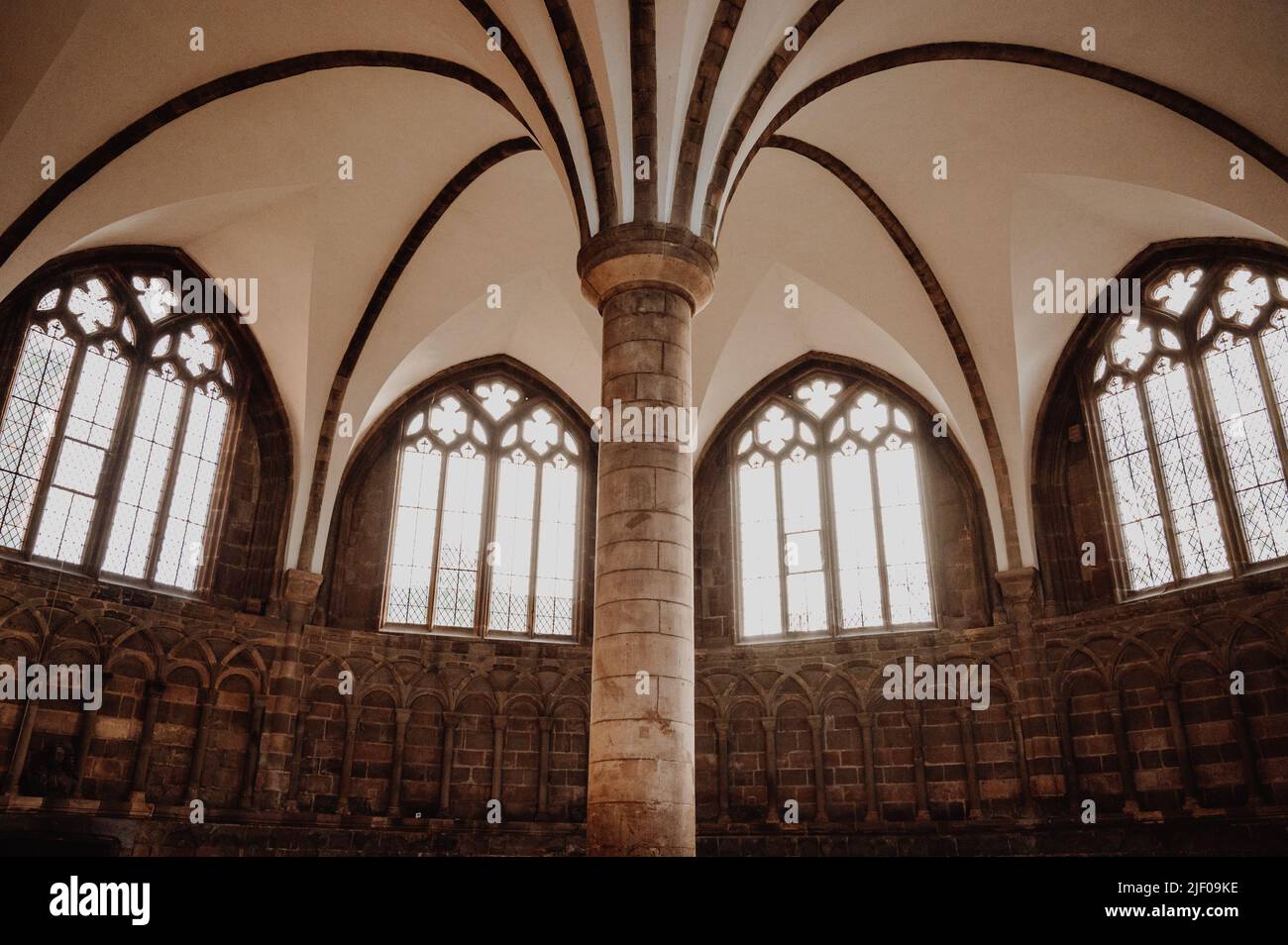 A shot of a gothic hall of the medieval castle Stock Photo - Alamy