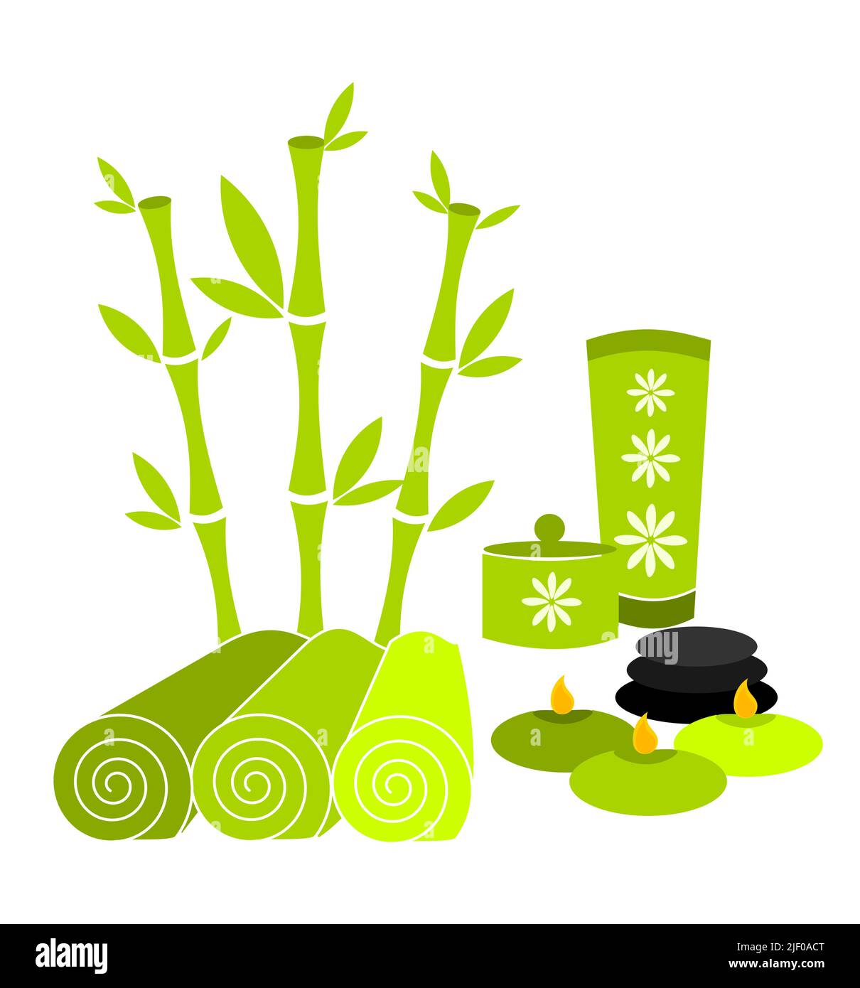 Spa tools and accessories in green color. Vector illustration Stock ...