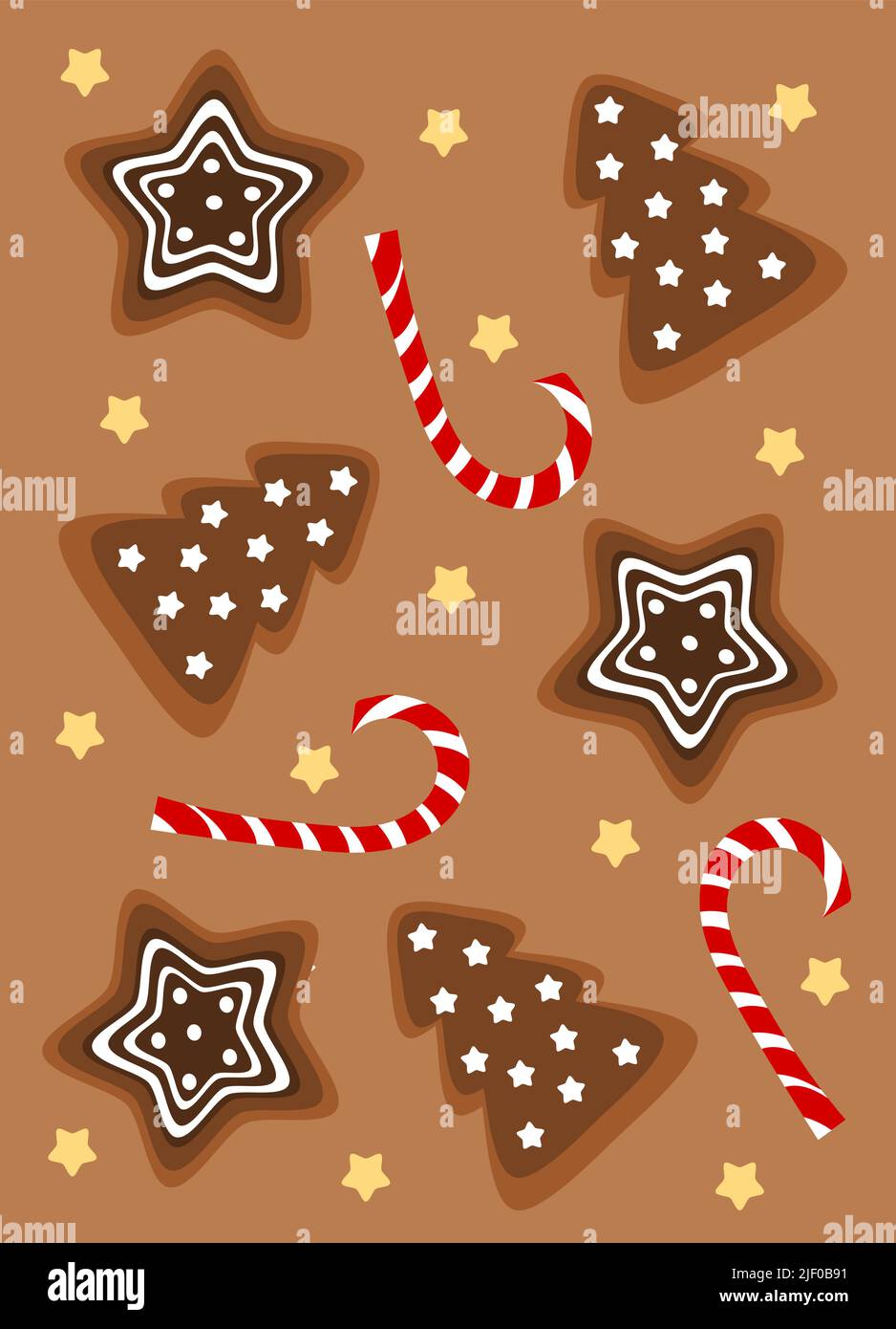 Christmas gingerbread cookie and candy background. Vector illustration ...