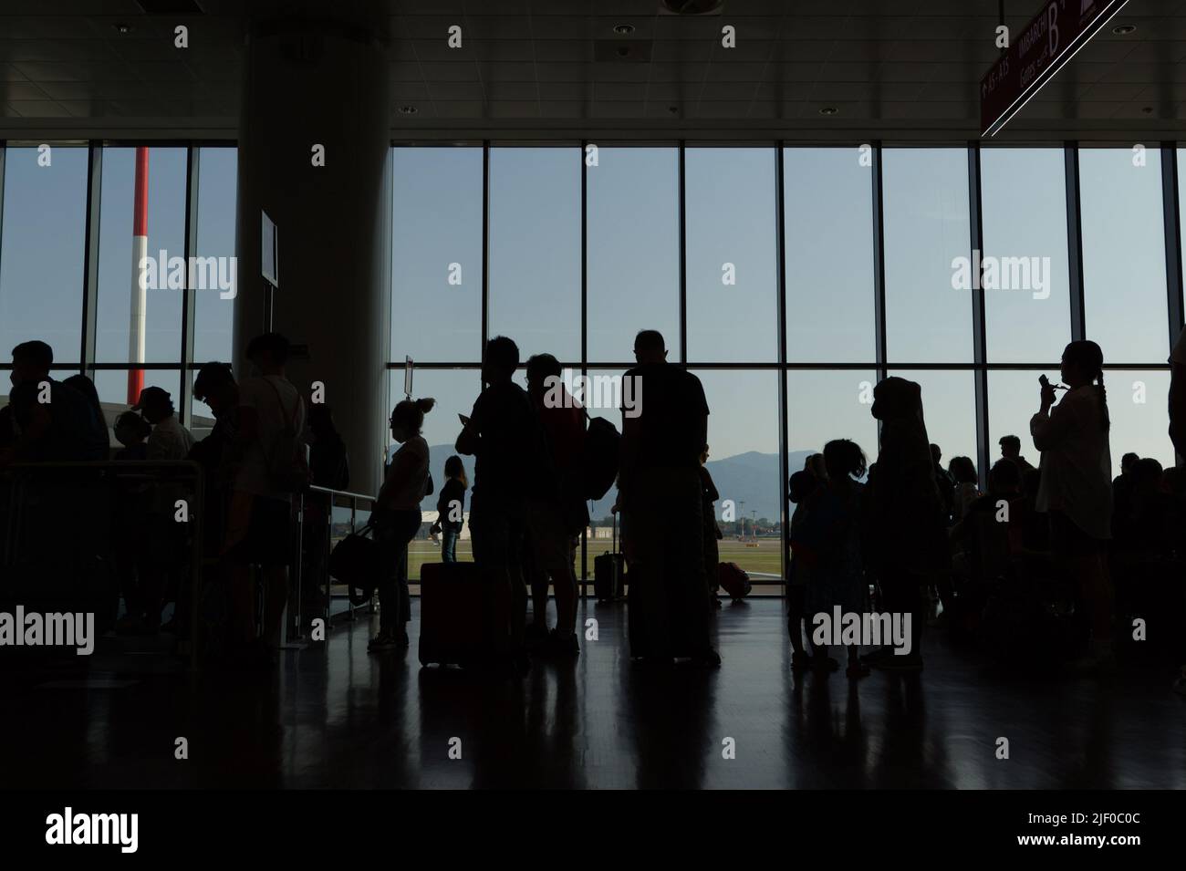 Time to fly - now boarding Stock Photo - Alamy