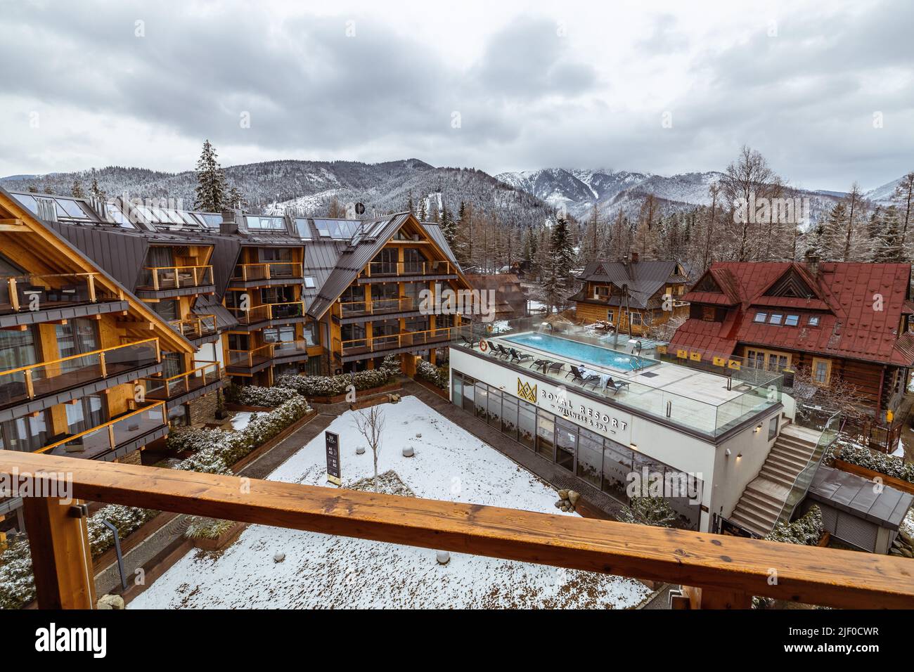 Tatra-mountain in April 2022 from Zakopane. Luxury hotel Stock Photo ...