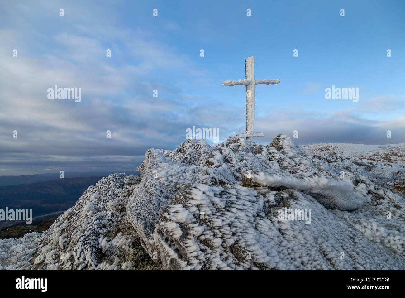 Iron Cross memorial near the summit of Ben Ledi mountain in Stirling ...