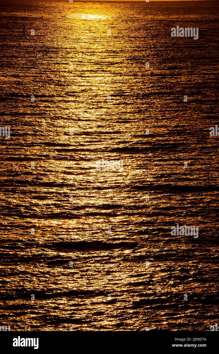 Orange Still Sea Water With Ripple. Natural Background Photo Texture ...