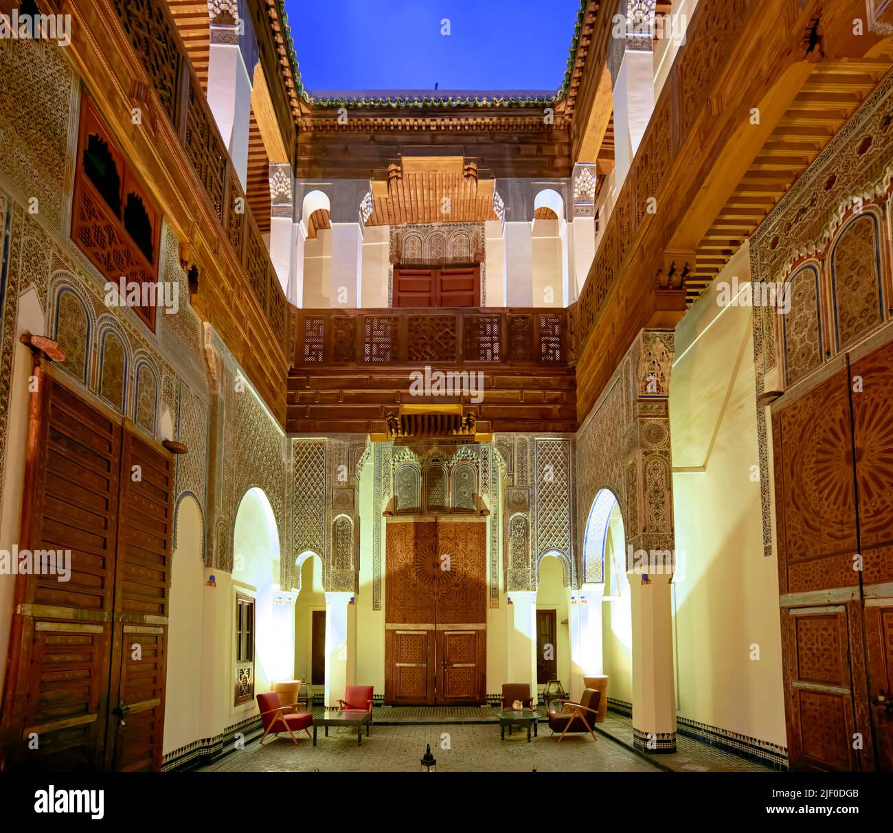 Morocco Fez. The interior of a luxury Riad Hotel Stock Photo - Alamy