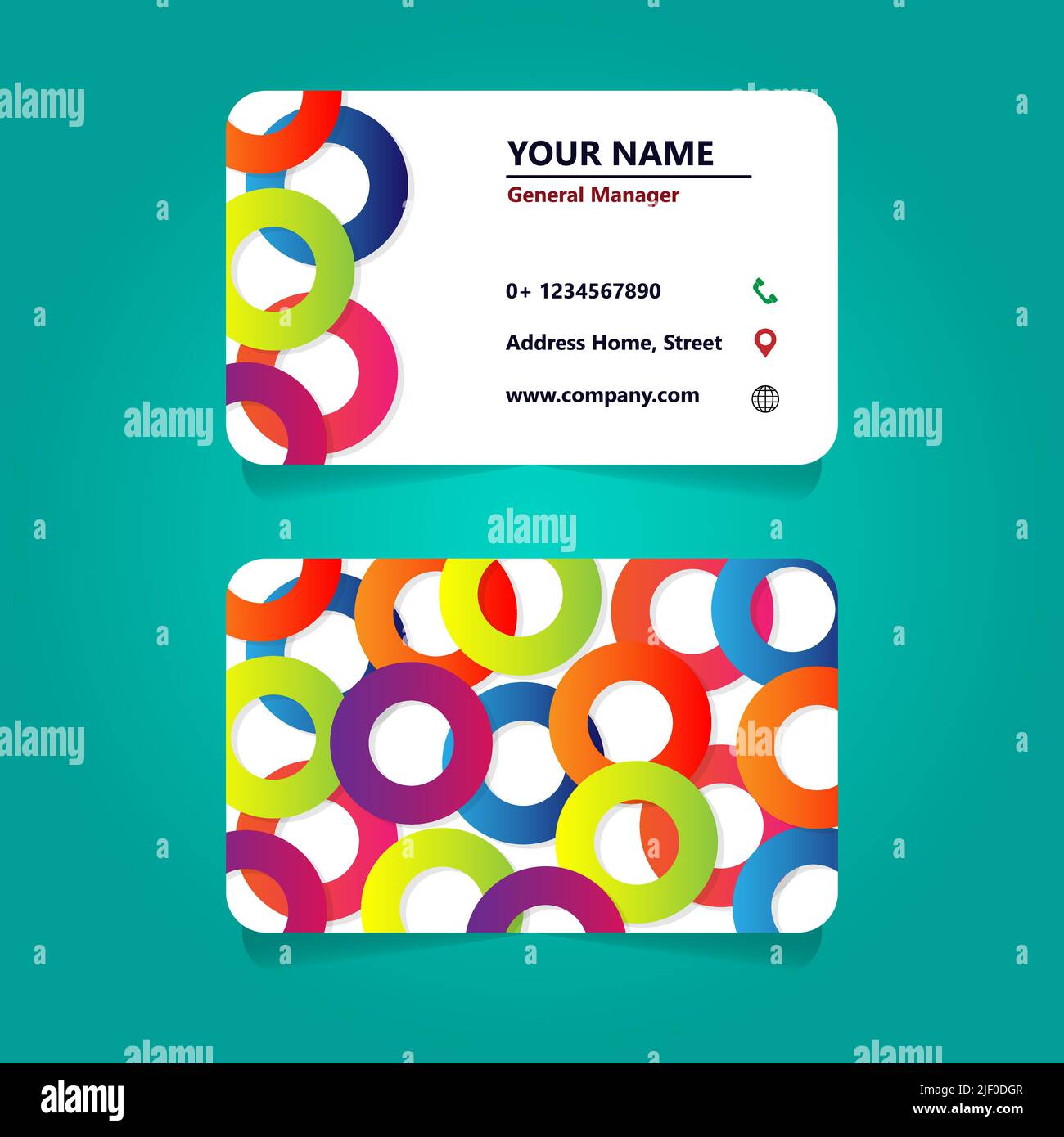Modern simple light business card template with flat user interface ...