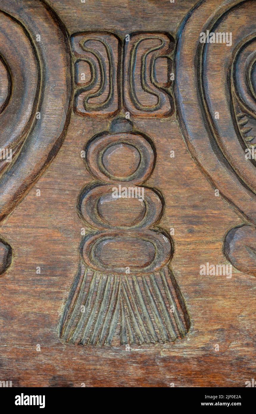 Antique Carved Wood Bas Relief of Polinesian Art Stock Photo - Alamy