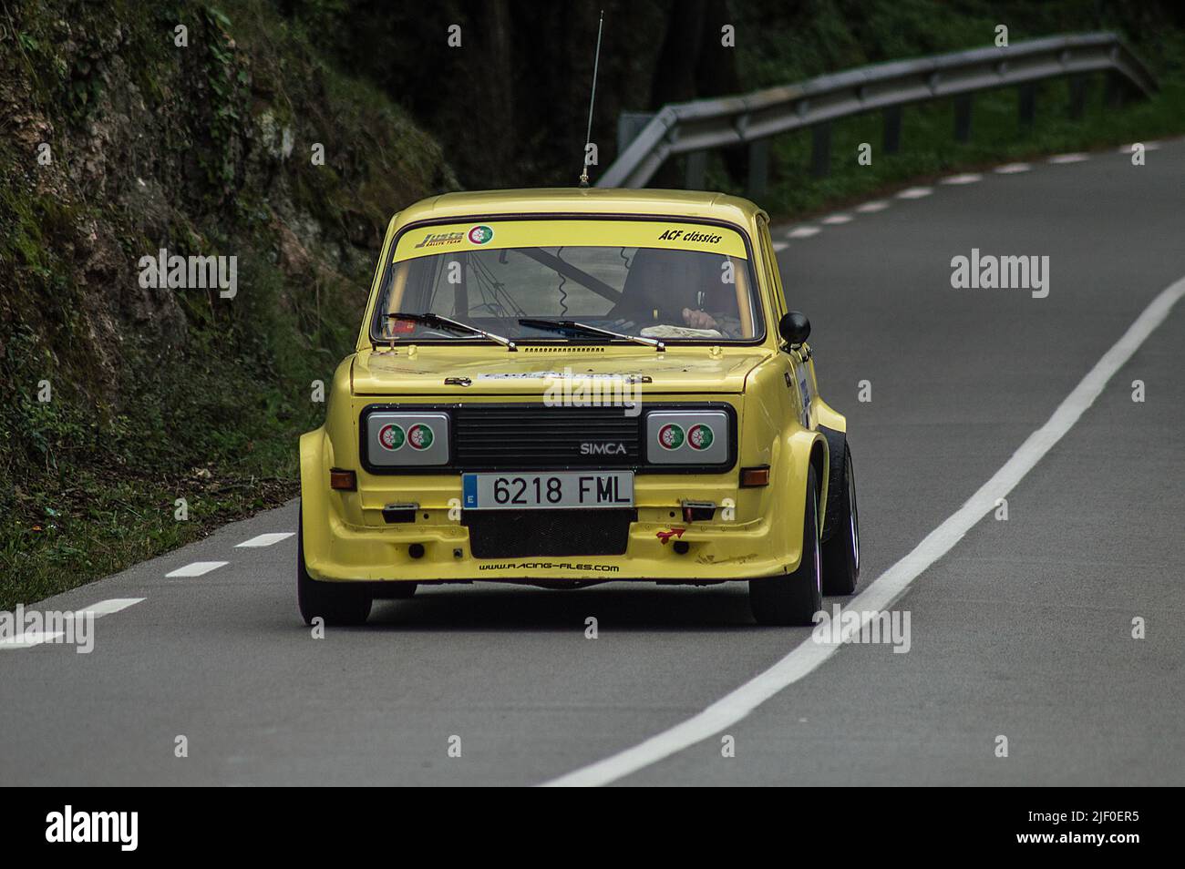 Classic little car in asphalt rally. Simca 1000 Rallye Stock Photo - Alamy
