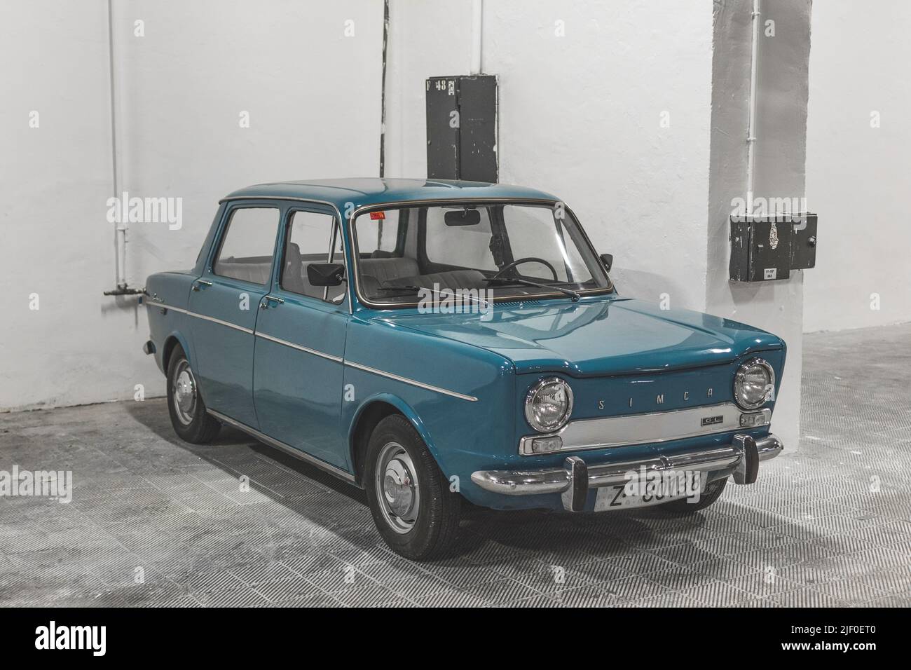 Old little spanish car parked in the parking. Simca 1000 Stock Photo ...
