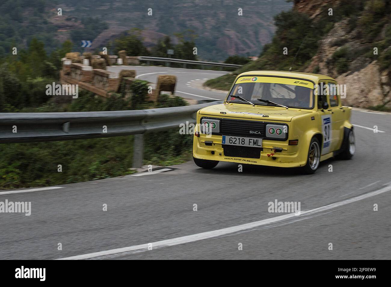 Classic little car in asphalt rally. Simca 1000 Rallye Stock Photo - Alamy