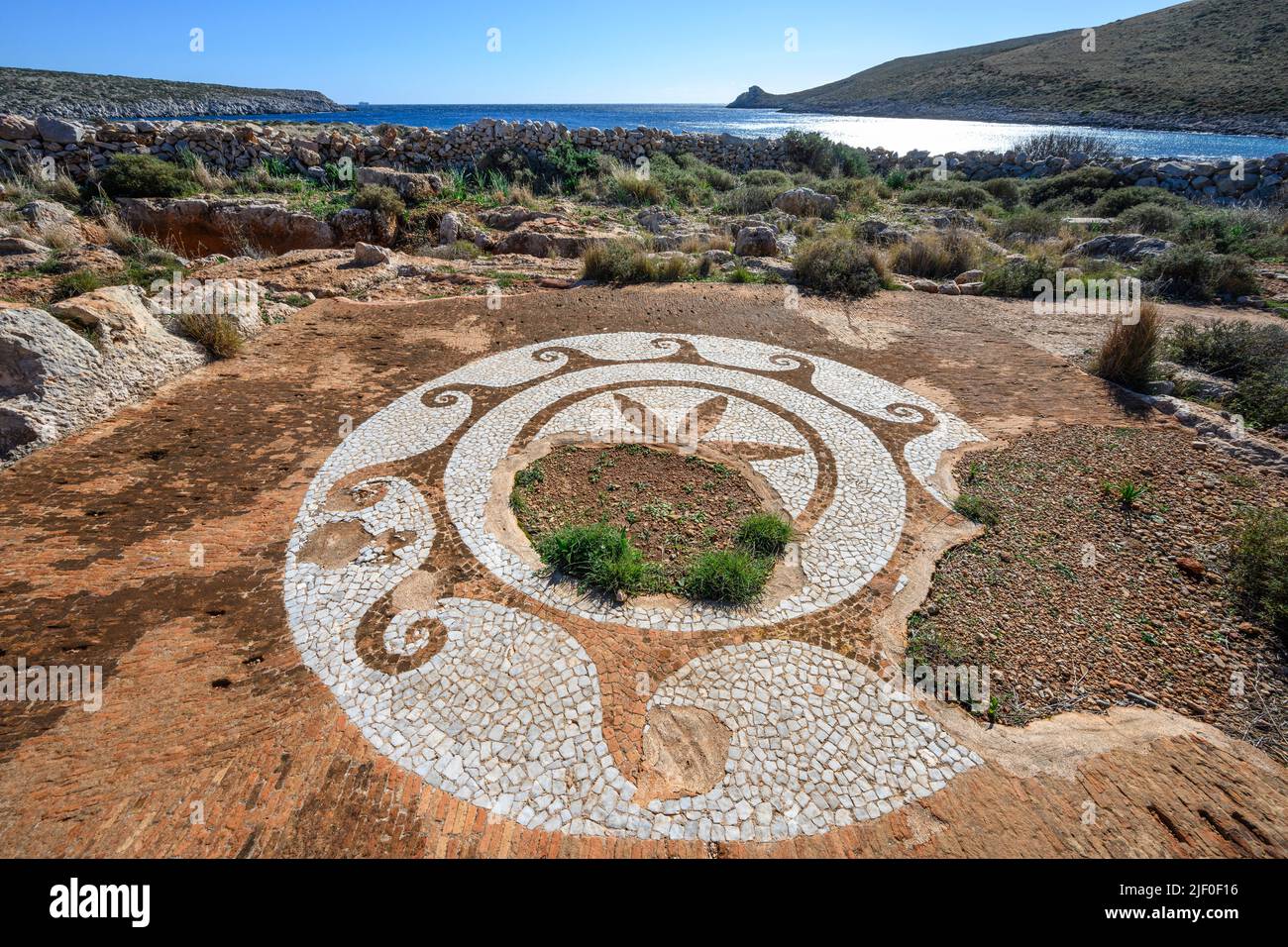 The remains of a Roman mosaic floor and baths at the site of the ...