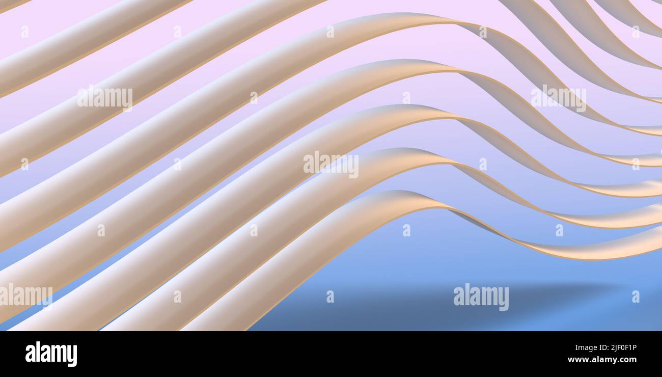 Abstract 3D rendering of fluent curved shapes as modern background for ...
