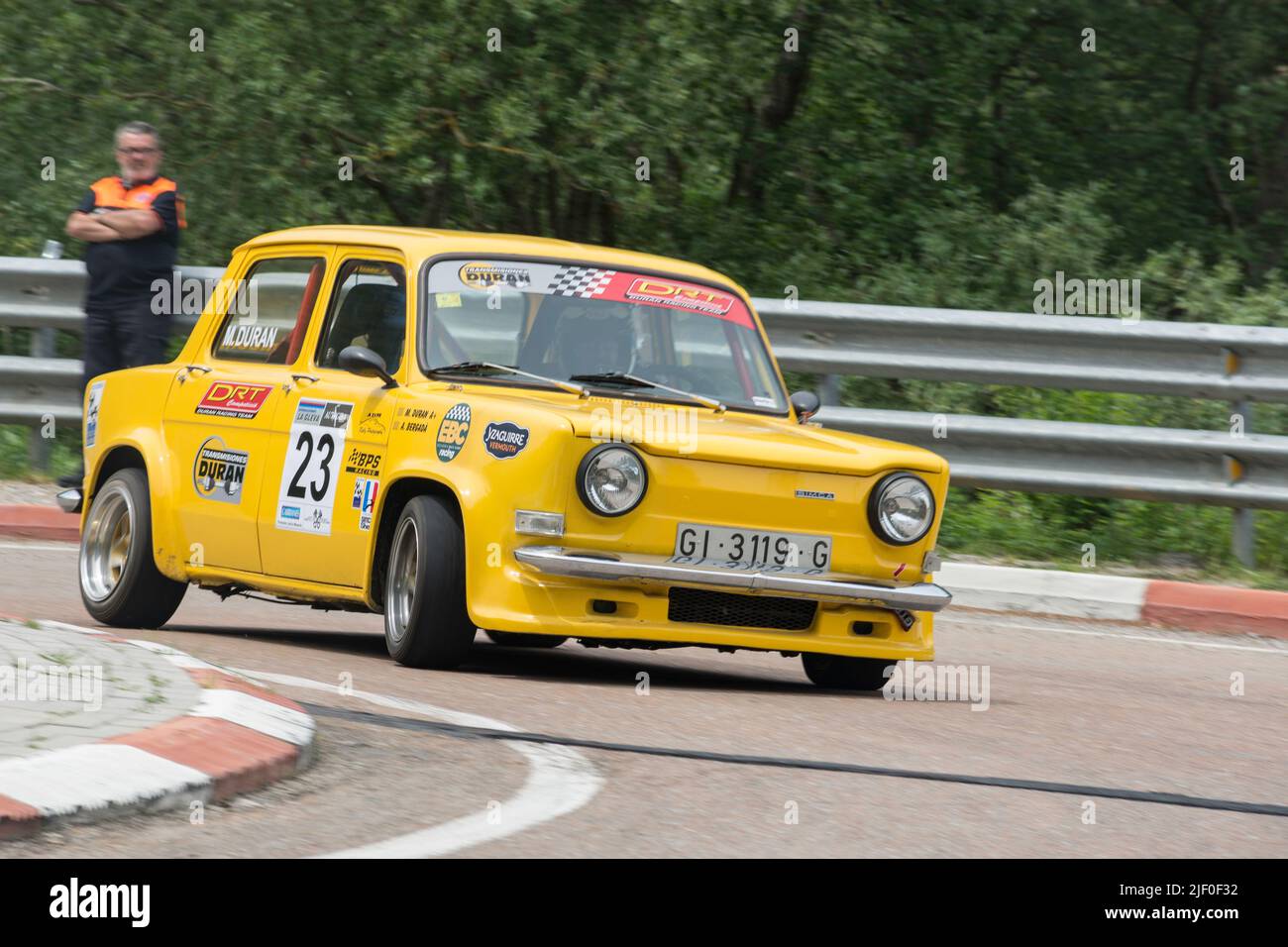 Classic little car in asphalt rally. Simca 1000 Rallye Stock Photo - Alamy