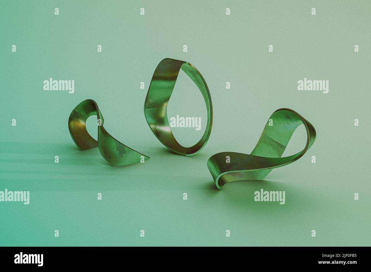 Abstract 3D rendering of geometric moebius shapes as modern background ...