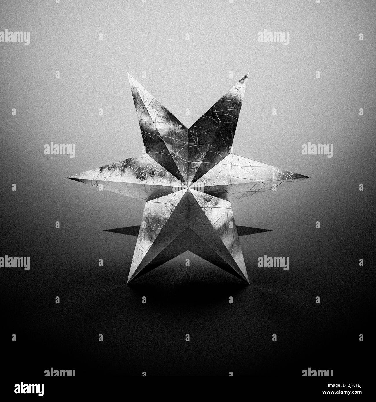 Abstract 3D rendering of geometric star shape as modern background for ...