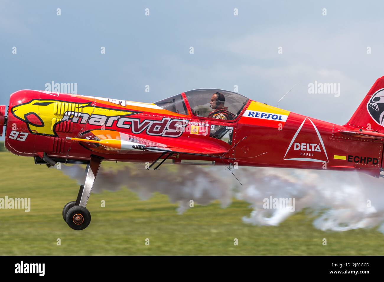 Special acrobatics plane in the sky show. Sukhoi Su-26 Stock Photo - Alamy