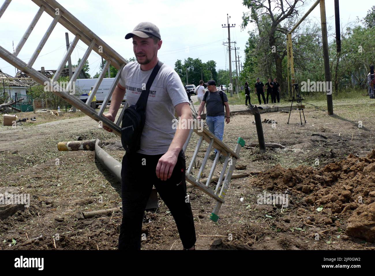 MAIAKY, UKRAINE - JUNE 27, 2022 - The village of Maiaky recovers from a ...