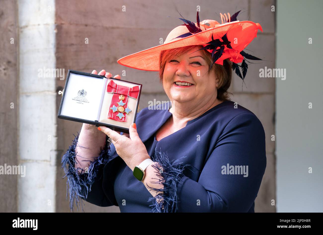 Prof Fiona McQueen after receiving her CBE from the Princess Royal at ...