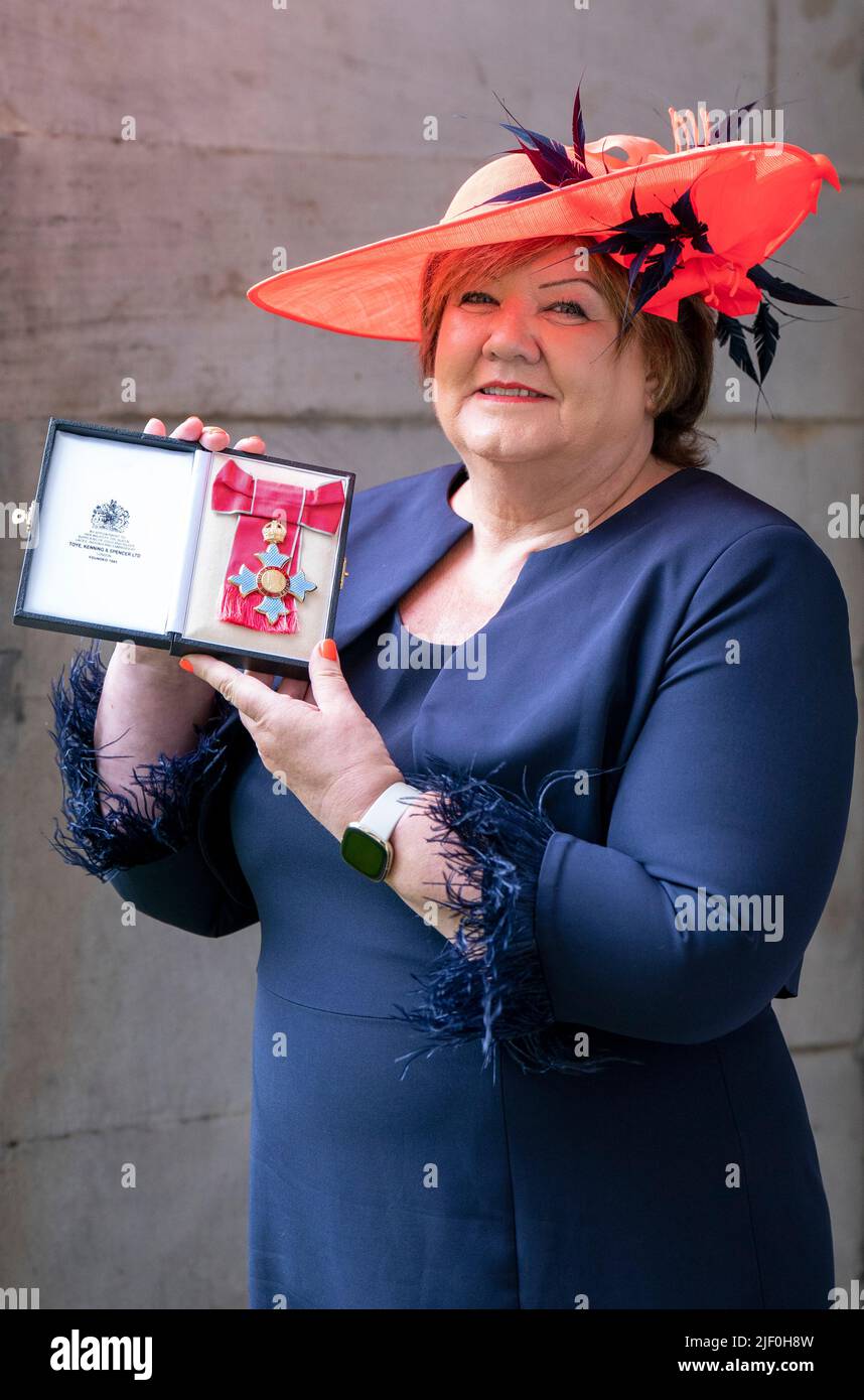 Prof Fiona McQueen after receiving her CBE from the Princess Royal at ...